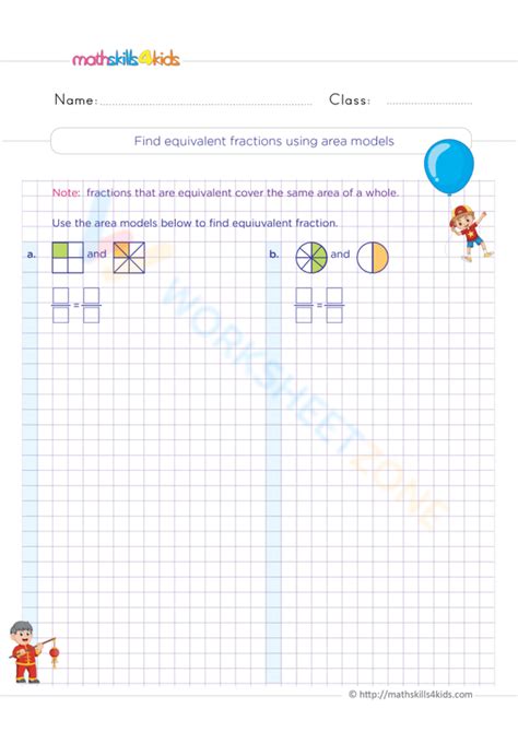 Find Equivalent Fractions Using Area Models Worksheet