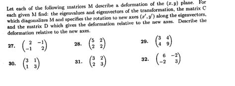 solved let each of the following matrices m describe a
