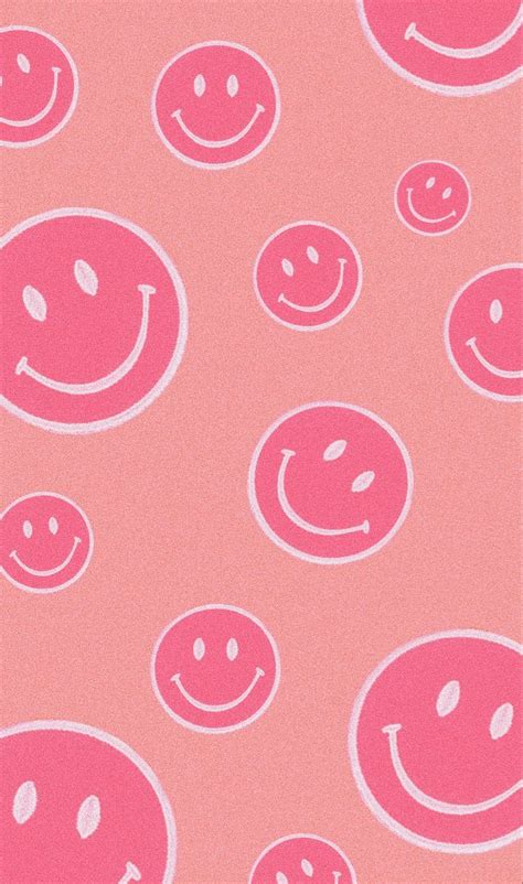 Pink Smiley Face Grain Preppy Wallpaper In 2022 Preppy Wallpaper