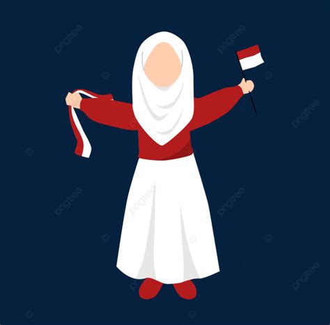 Indonesian Independence Day Vector Holding Flag Girl Indonesian Png