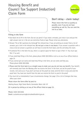 Fillable Online Centralbedfordshire Gov Housing Benefit And Council Tax