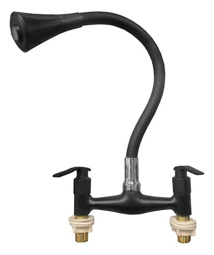 Canilla Doble Comando Pico Flexible Mesada Griferia Negra