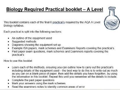AQA A LEVEL Year 2 Biology Required Practicals Booklet Revision