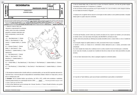 Prova de Geografia 9º ano gabarito Recuperação 3º bim 2022