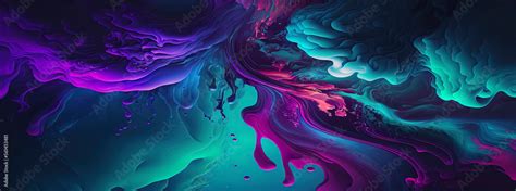 Blue Green And Purple Abstract Panoramic Wallpaper Abstract Wave