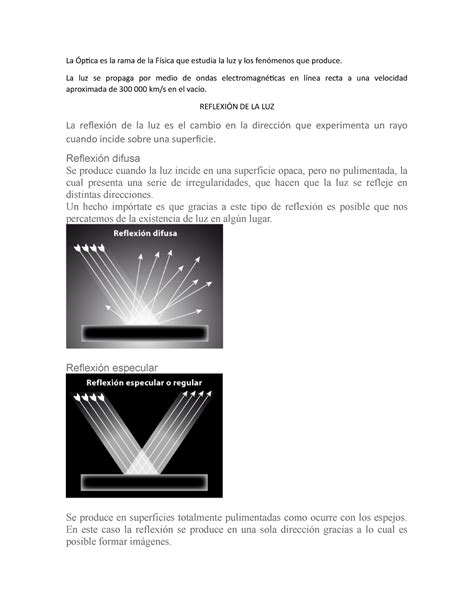 Leyes De La Reflexi N La Ptica Es La Rama De La F Sica Que Estudia
