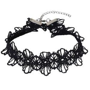 Collares Sexy Gothic Chokers Crystal Black Lace Neck Choker Necklace