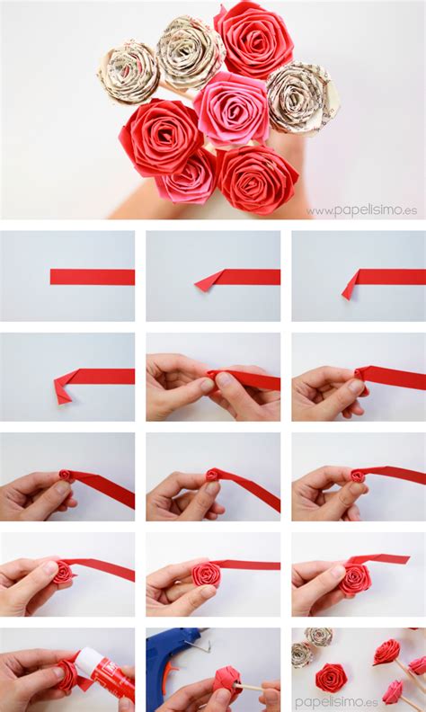 Cómo hacer rosas enrollando una tira de papel quilling PAPELISIMO