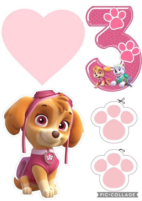 Topo de bolo Skye Paw Patrol em 2021 Decoração infantil patrulha