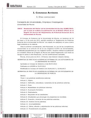 Completable En línea sede um Reglamento de Pr cticas Externas de la