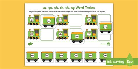 Zz Qu Ch Sh Th Ng Phase 3 Phonics Cut And Stick Matching Activity