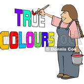 Female Painter Painting True Colours On A Wall Clipart Picture Djart
