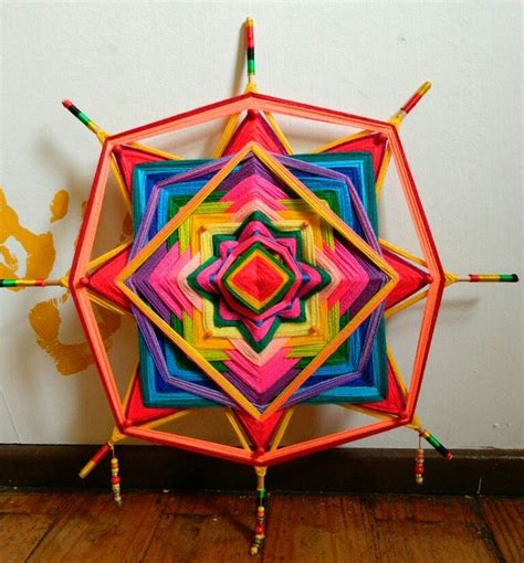 Tejido Huichol Ojo De Dios Mandala Sagrada Geometria Ojo De
