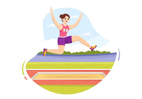 Ilustraci N De Salto Largo Con Atleta Haciendo Saltos En Un Hoyo De