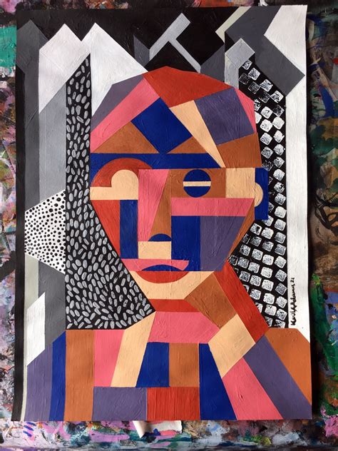 Cubist Portrait Acrylic Painting By Koola Adams Artfinder