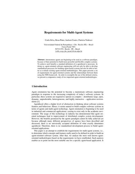 pdf requirements for multi agent systems