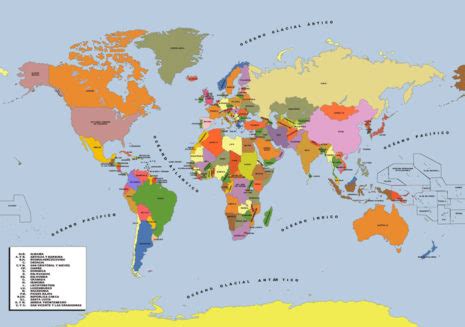 MAPAMUNDIS Políticos con Nombres para Descargar e Imprimir