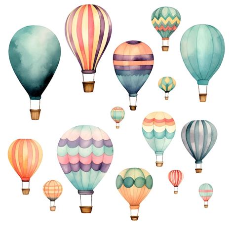 Acuarela globo aerostático globo de dibujos animados clipart Vector