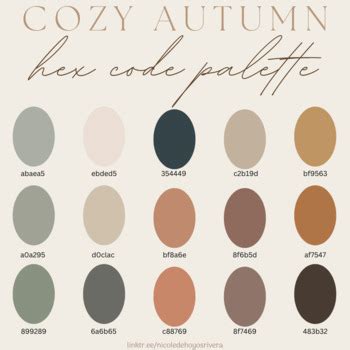 Cozy Autumn Color Palette With Hex Codes Included By The Literacy Cove