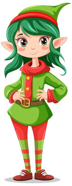 Personaje de Navidad de dibujos animados de niña elfo Vector Gratis