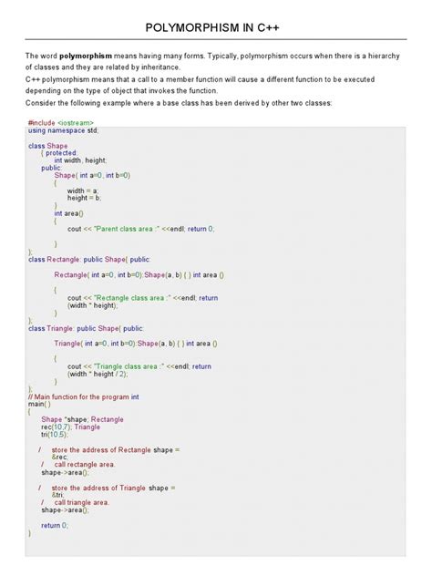 cpp polymorphism pdf inheritance object oriented programming subroutine