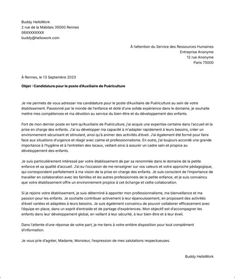 Exemple Lettre De Motivation Auxiliaire De Pu Riculture Hellowork