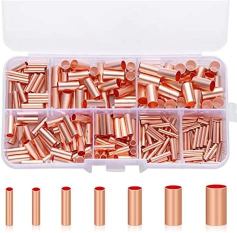 Teansic 250Pcs Wire Ferrules Kit 7 Size Copper Crimp Connector Non