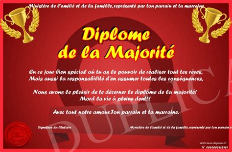 Diplome De La Majorite