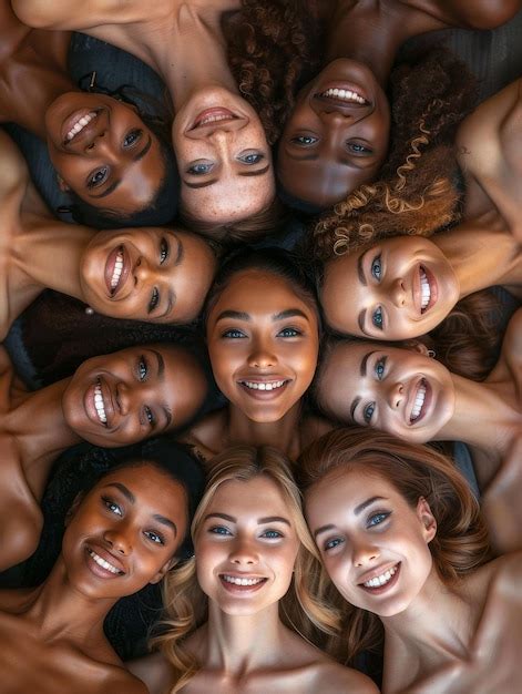Naked Women Standing In Circle Premium Ai Generated Image