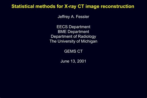 statistical methods for x ray ct image reconstruction