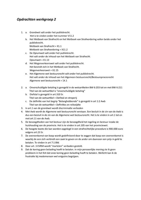 Antwoorden Opdrachten Werkgroep 2 LLP Opdrachten Werkgroep 2 A