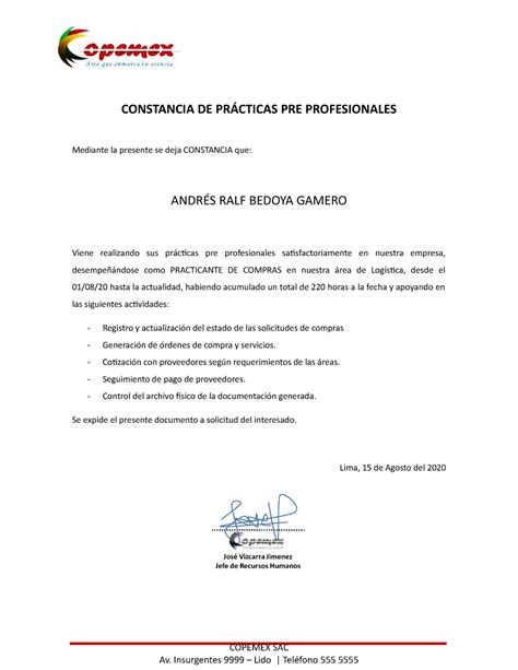 2 Modelo De Constancia De PPP Practicando Practicas Pre