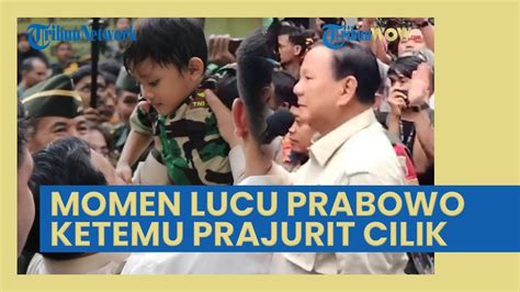 Momen Lucu Menhan Prabowo Beri Hormat Kepada 2 Prajurit Cilik Di