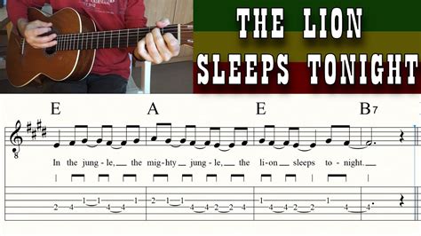 The Lion Sleeps Tonight Guitar Lesson Sheet Music Tabs Youtube