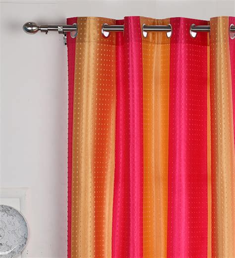 Buy Pink Semisheer Polyester Feet Eyelet Door Curtains Set Of By
