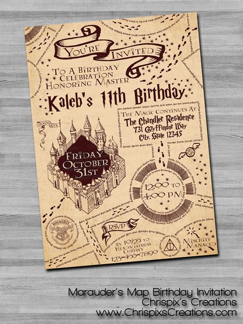 18 Artistic A Marauders Map Birthday Invitation Template Background