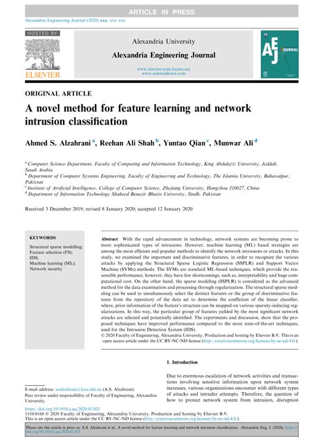 pdf a novel method for feature learning and network intrusion classification