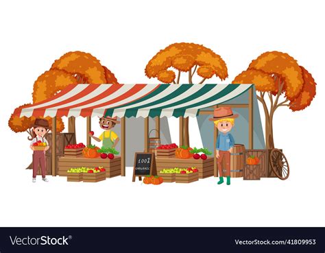 Flea Market Concept With Fruit Store Royalty Free Vector
