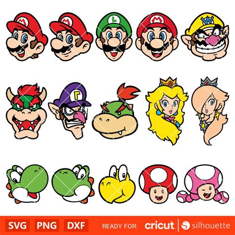 Super Mario Heads Bundle Svg Mario Characters Svg Super Mario Svg