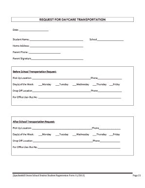 Fillable Online Spackenkillschools Request For Daycare Transportation