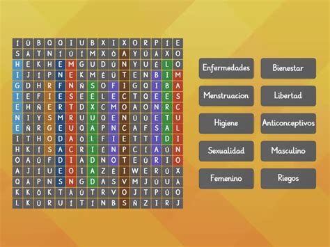 Salud Sexual Y Reproductiva Sopa De Letras Wordsearch