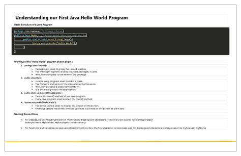 java notes cwh nice understanding our first java hello world program basic structure of a