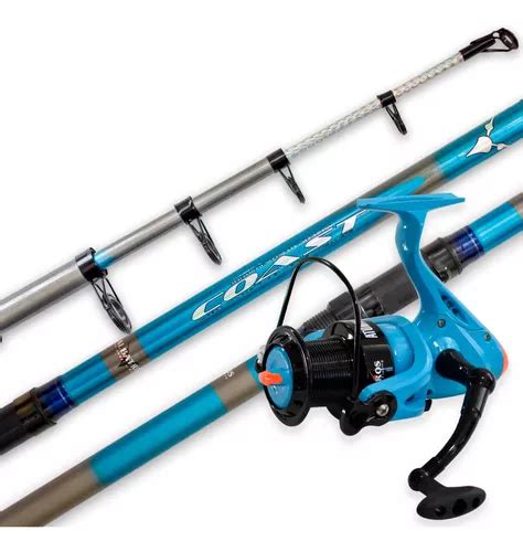 Combo Pesca Variada Mar Caña Telescopica 3 60m Reel Conico