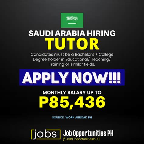 Job Opportunities For Tutor In Jeddah Saudi Arabia Apply Now