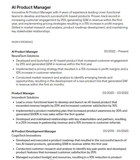1 AI Product Manager Resume Examples With Guidance