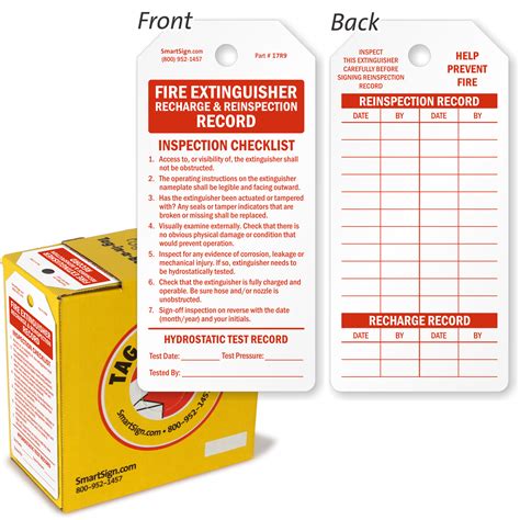 Fire Extinguisher Inspection Record Tags Fire Extinguisher Tags