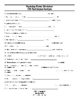 Ap Psychology Review Worksheet Fill Online Printable Fillable