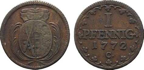 Sachsen Albertinische Linie Cu Pfennig 1772 C Friedrich August III