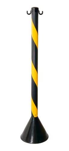 Pedestal Sinalizador De Plástico Zebrado Preto Amarelo 90cm