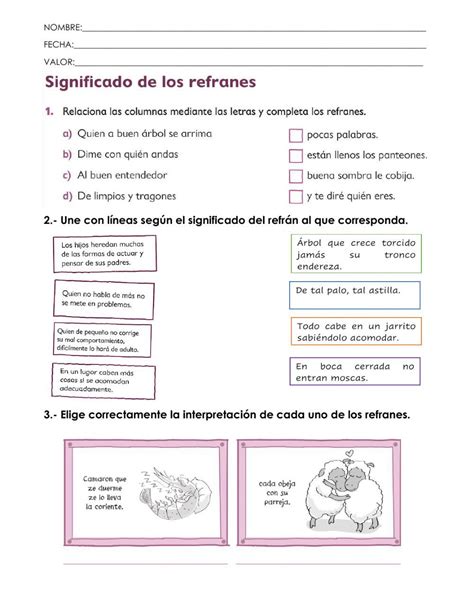 Ejercicio De Significado De Los Refranes Practicas Del Lenguaje